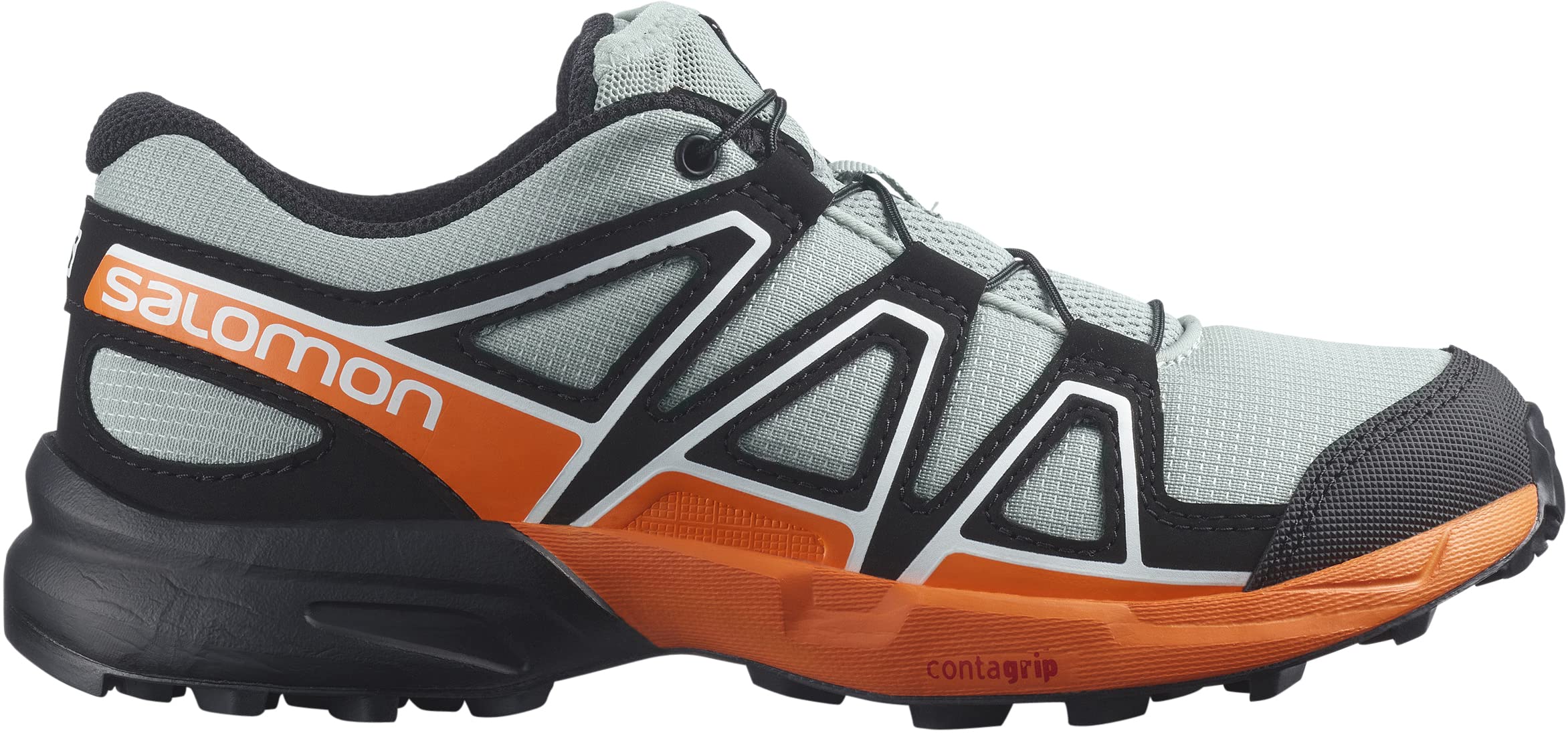 Salomon Boy's Speedcross Trail Running Shoes, Wrought Iron/Black/Vibrant Orange, 3 Big Kid
