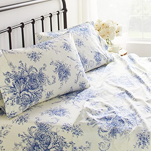 Mélange Home Melange Home 189748, Navy Toile, Queen Sheet Set