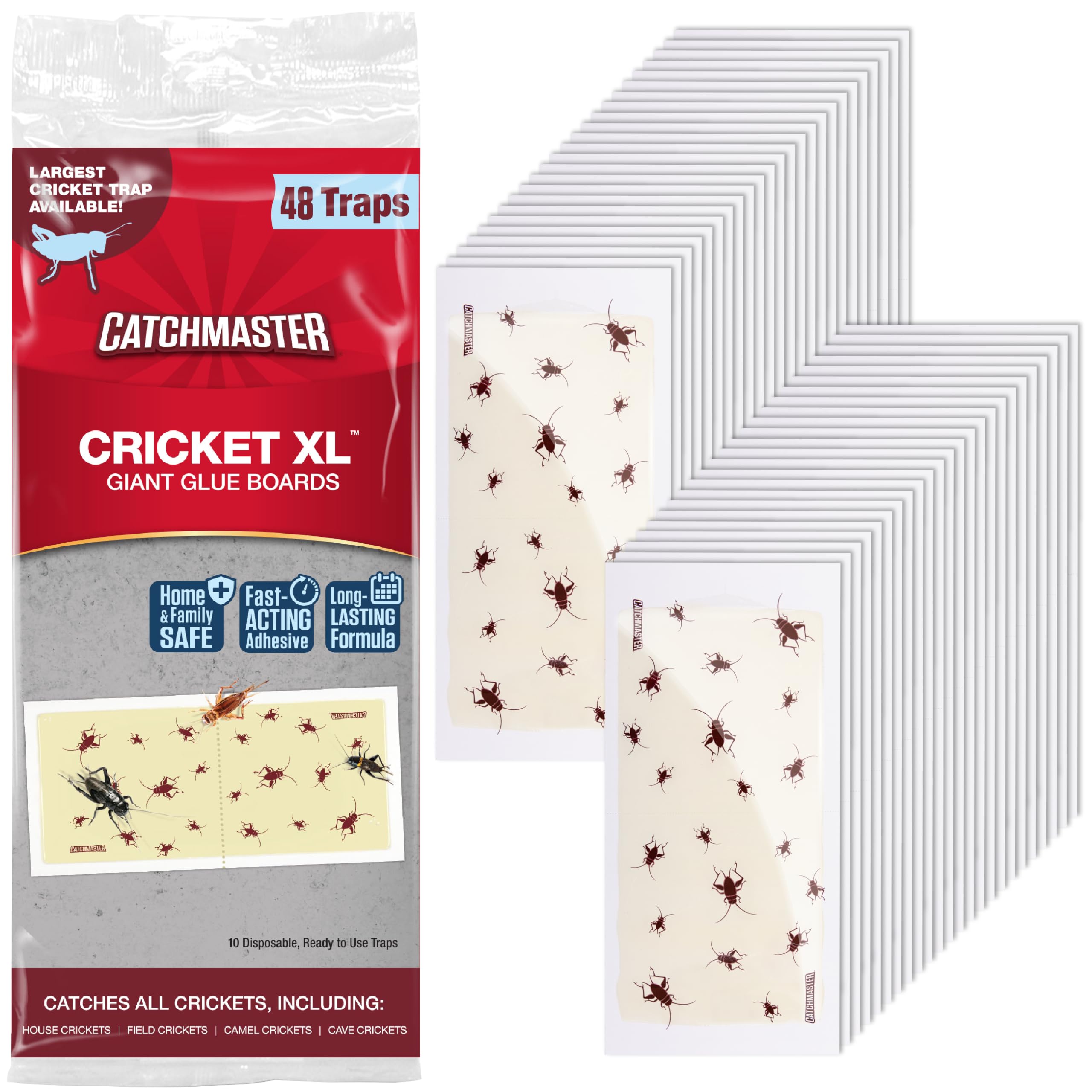 Catchmaster Cricket XL Giant Glue Boards 6Pk, Cricket Traps Indoor with Adhesive Attractant Design, Bug Catcher Traps for Inside Your Home, Bulk Insect Killer for House & Garage, Pet Safe Pest Control