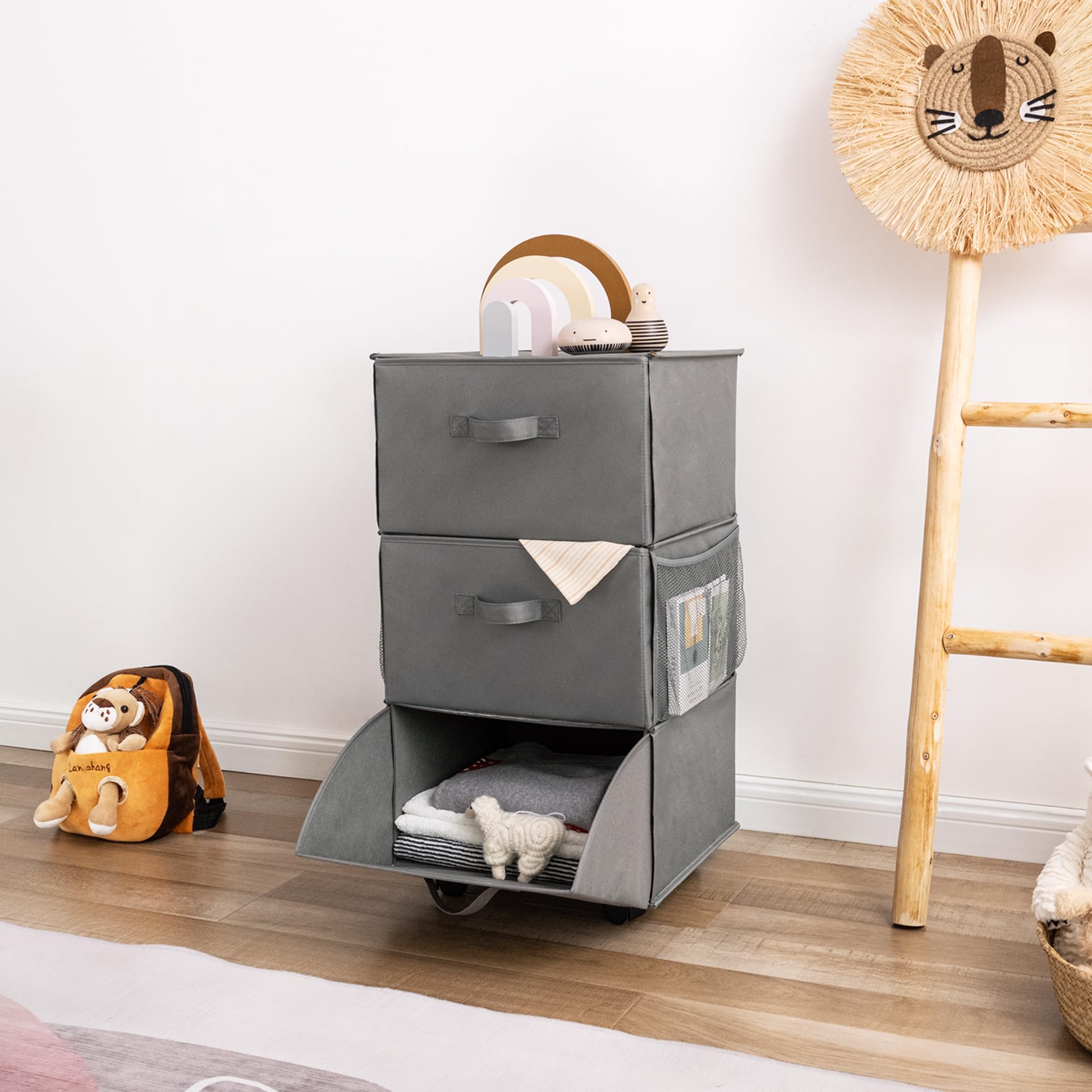 GRANNY SAYS 3 Drawer Storage Organizer, 3 Drawer Dresser, Storage Drawer for Bedroom, Closet Storage Drawers, Foldable Storage Cabinet for Clothing, Gray