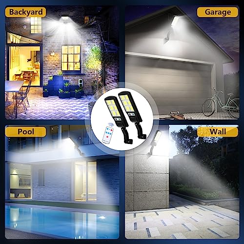 Dollcora Solar Lights Outdoor Motion Sensor, 6000 Lumens 120 LED 3 Modes Waterproof Security Solar Street Flood Lighs Wall Lamp for Garden Door Yard Pathway Porch Patio (2-Pack)