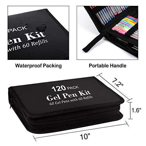 Lelix Gel Pens, 120 Pack Gel Pen Set, 60 Unique Colors with 60 Refills for Adults Coloring Books Drawing Doodling Crafts Scrapbooking Journaling