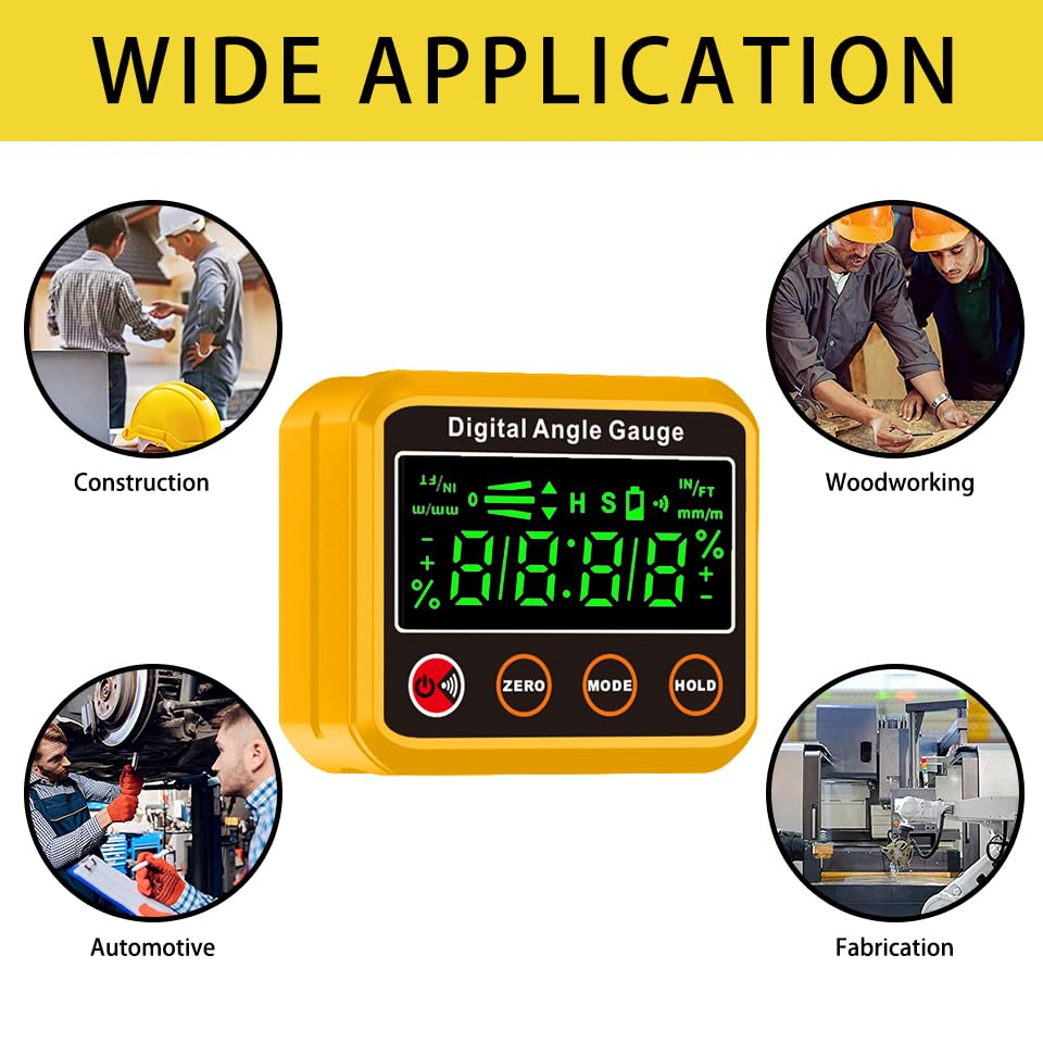 eOUTIL Magnetic Digital Angle Finder Protractor Inclinometer - Cube Digital Level Angle Gauge with Magnetic Base and Backlight - Precision Level Box for Woodworking, Construction, Machinery, Masonry