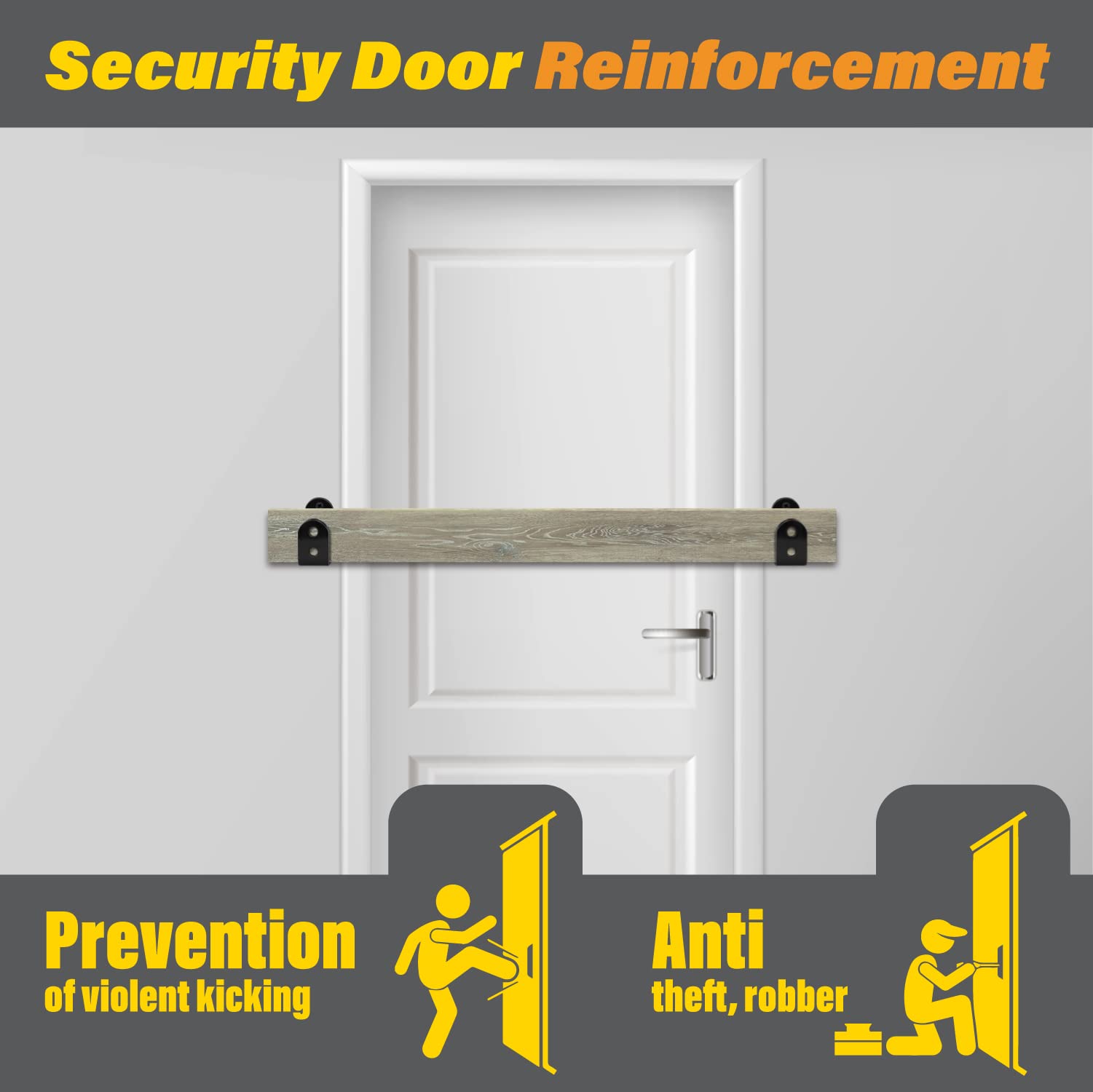 CABASAA 2x4 Door Barricade Brackets, Heavy Duty Open Bar Security Holder Bracket, Security Bar Door Stopper Fits 2x4 Boards Lumber, Door Jammer and Tool Hanger for Your Home (2 PCS)