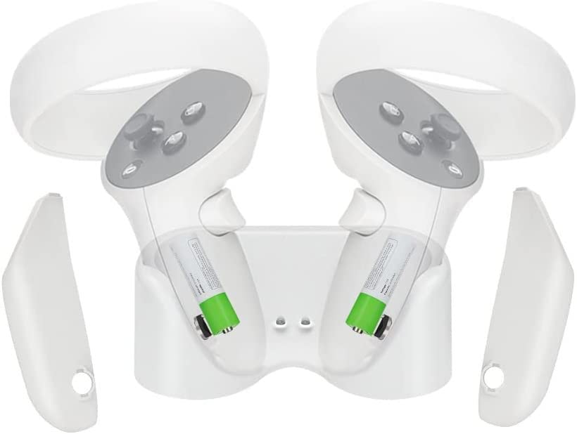 Charging Dock for Oculus Quest 2 Headset and Controllers High Speed, Magnetic Controller Station with 2 Rechergeable Batteries LED Light Indicator