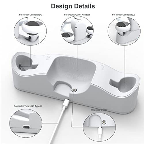 Charging Dock for Quest 2, Magnet VR Charging Station Stand with 2 Rechargeable Batteries for Quest 2 Controllers