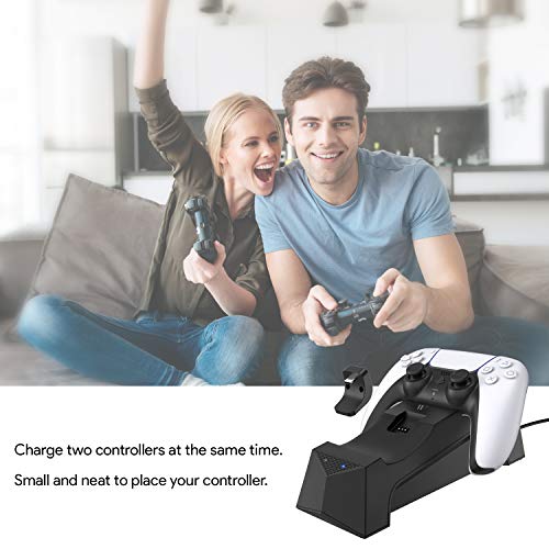 Wasserstein Charging Station Compatible with Sony Playstation 5 DualSense Controller - Make Your Gaming Experience Convenient with The PS5 Controller Charging Station (Black)
