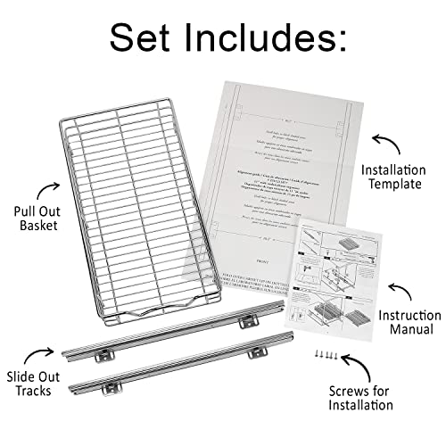 HOLD N' STORAGE Pull Out Cabinet Organizer, Heavy Duty-with Lifetime Limited Warranty -11βW x 21βD - Requires At Least a 12-1/4β Cabinet Opening, Steel Metal cabinet drawers slide out, Chrome Finish