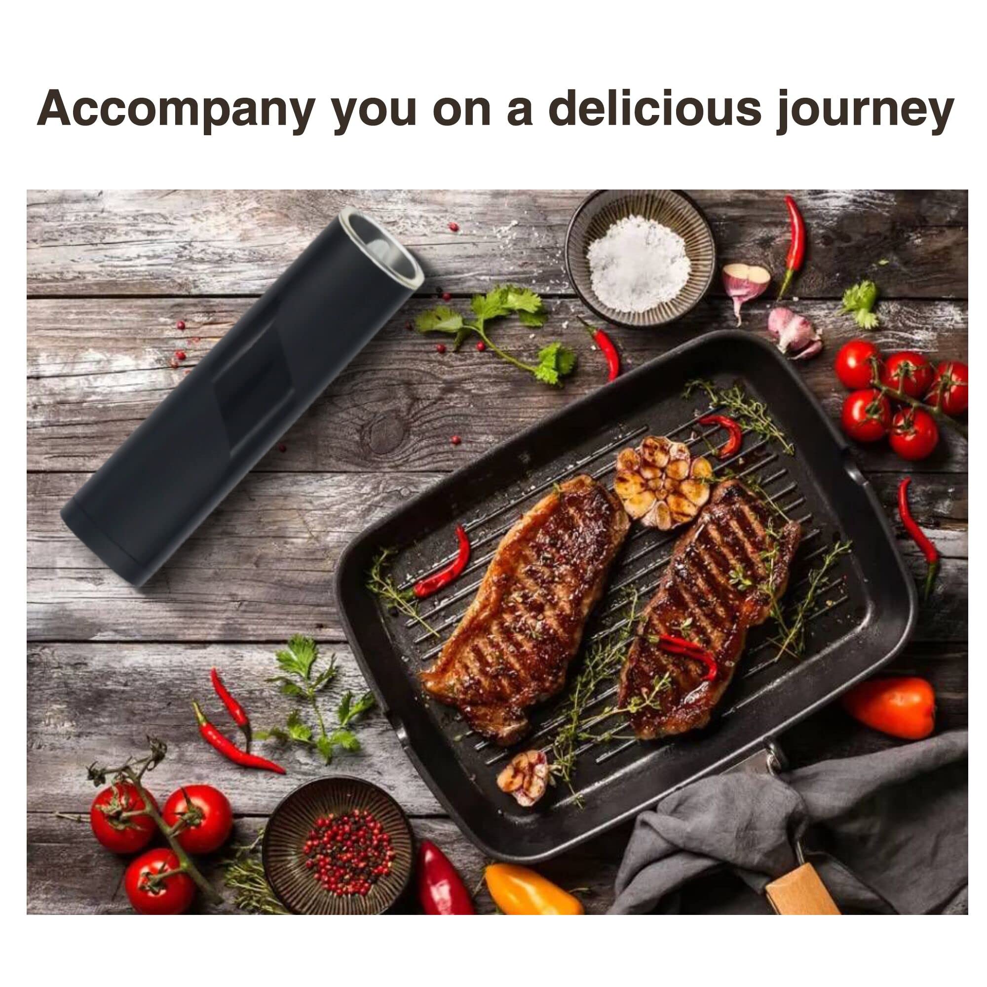 Electric Pepper Salt Grinder Gravity Automatic Spice Grinder Battery Powered Pepper Mill with LED Light Adjustable Coarseness One Hand Operation for Kitchen Resturant Camping BBQ Black