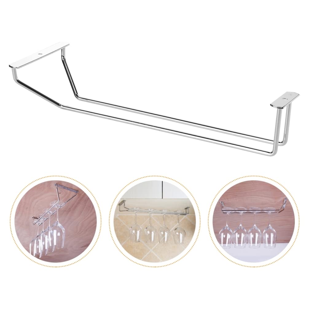 DOITOOL Stainless Shelf Wire Hanging Wine Glass Rack: 2pcs Under Cabinet Wine Glasses Holder Stemware Storage Hanger Organizer for Kitchen Cabinet Bar Metal Clothing Rack