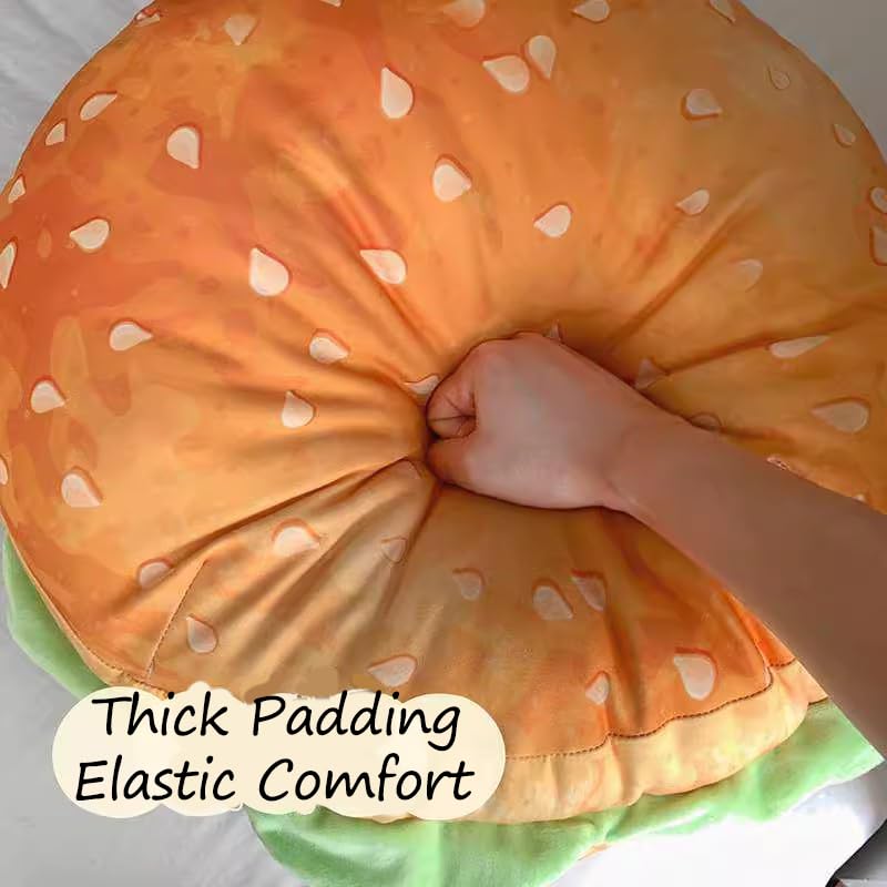EASE 16" Large 3D Simulation Hamburger Plush Throw Pillow Sofa Cushion, Funny Food Stuffed Cheeseburge Sandwich Plushie Toy Burger Plush Home Decorative Seating Cushions