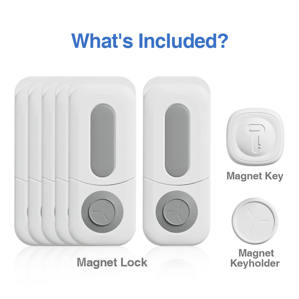 Dlafukids Magnetic Baby Proofing Cabinet Locks-Child Safety Locks for Drawers, Dishwasher,Oven,Refrigerator(6 Locks with 1 Key)-Easy Installation with 3M Adhesive