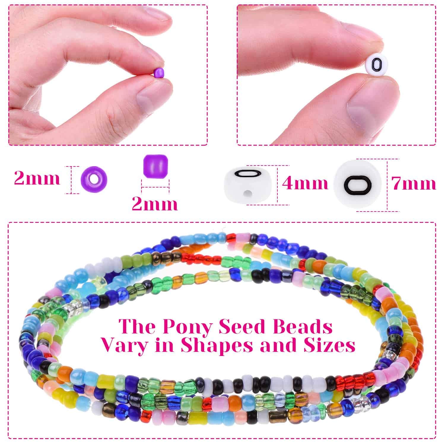 Beads for Bracelets, Cridoz 2800 Pcs 4mm Small Pony Beads with 1200 Pcs Alphabet Letter Beads for Jewelry Bracelets Making