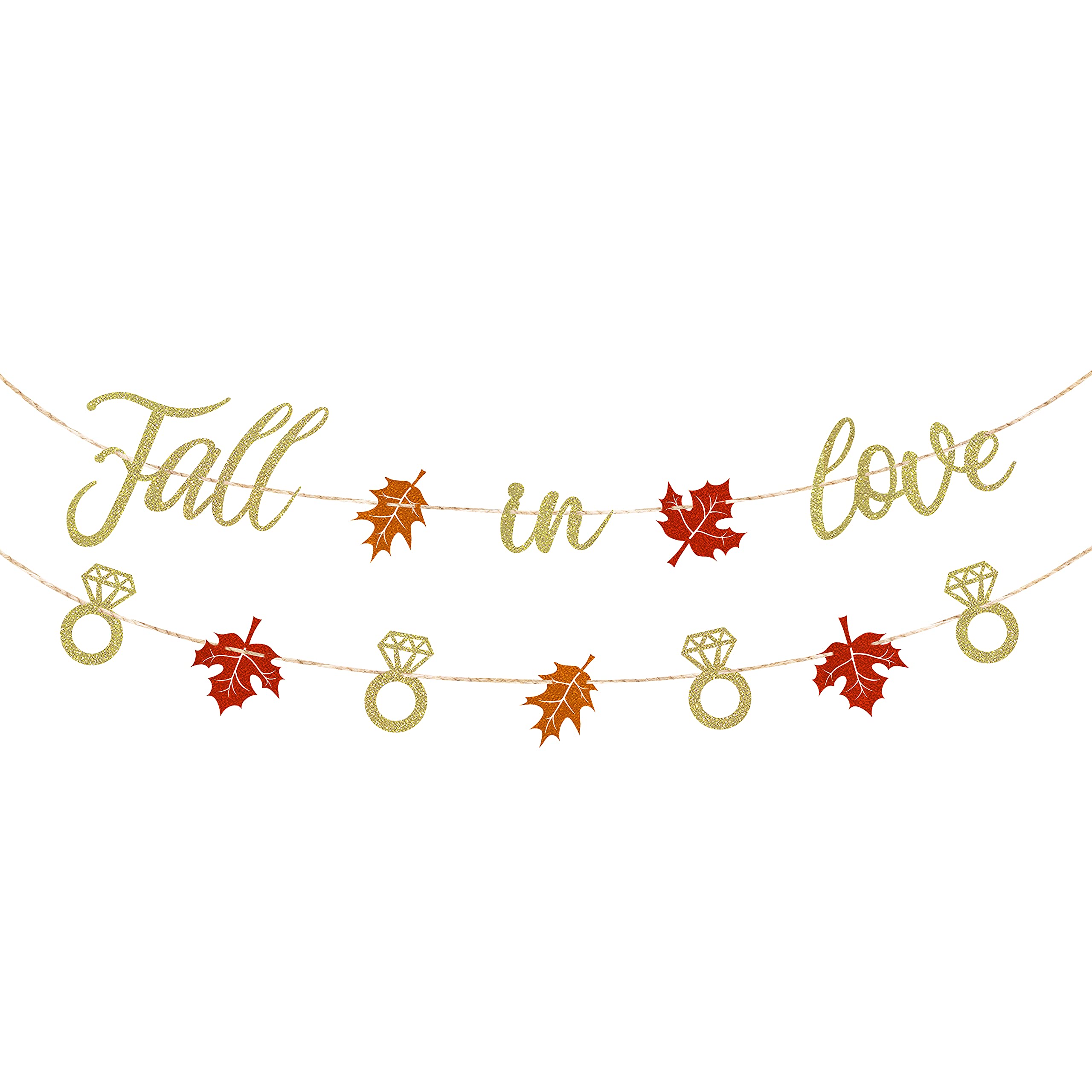 Fall in Love Banner Maple Leaves Glittery Garland for Fall Autumn Themed Wedding Engagement Bridal Shower Party Decorations
