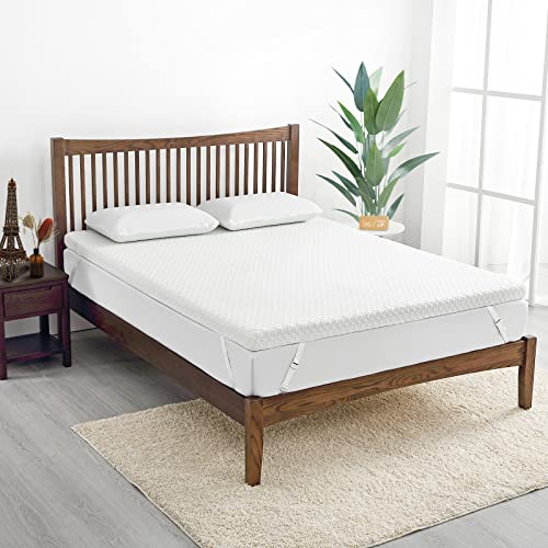 Short Queen (RV Queen) Mattress Topper, Homhougo Medium Firm Memory Foam Mattress Topper with Bamboo Cover,Β 3-Inch Dual Layer Bed Topper for Travel Trailer, Camper