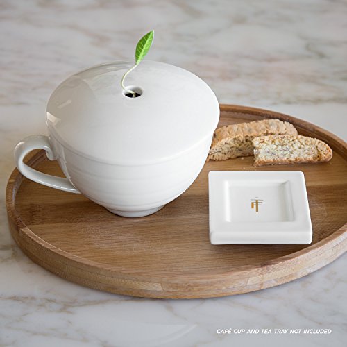 Tea Forte Bamboo Oval Serving Tray for Tea Cup, 9 in x 7 in