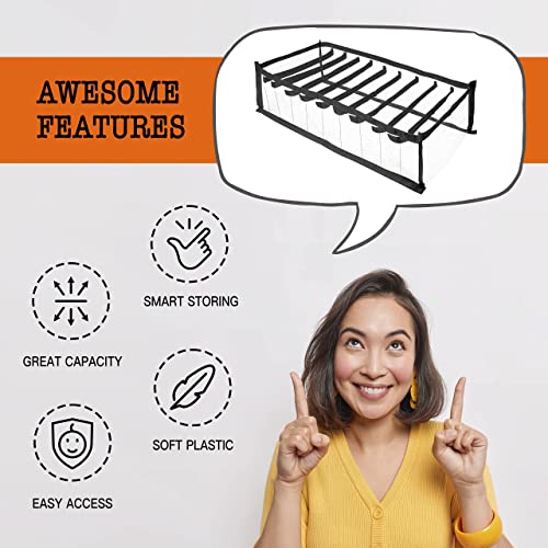 MAGIC HOME USA Drawer organizer, 4 piece set, soft plastic, closet organizers and storage, drawers dividers for clothes, transparent with black edge, works with KonMari folding method (Black)