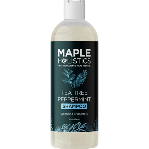 Rosemary Tea Tree Mint Shampoo - Clarifying Shampoo for Build Up and Flakes with Peppermint Oil and Tea Tree Essential Oil for Dry Scalp Treatment - Deep Cleansing Peppermint Tea Tree Shampoo (8oz)
