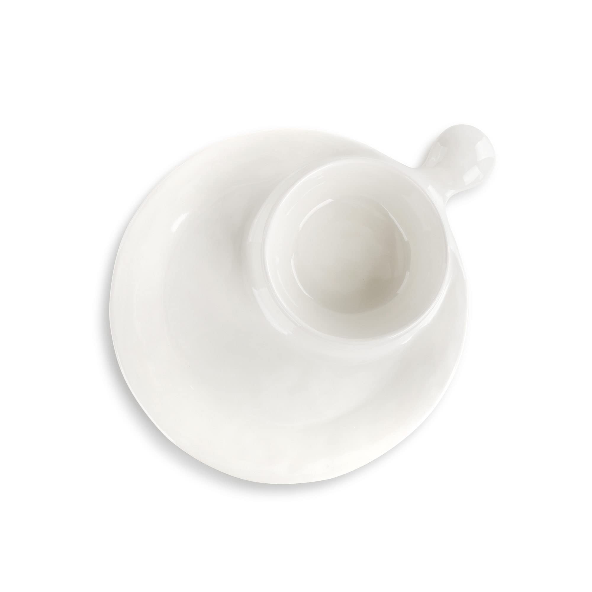 DEMDACO Artisan Divided Glossy Cream 9 x 9 Ceramic Stoneware Soup and Sandwich Plate