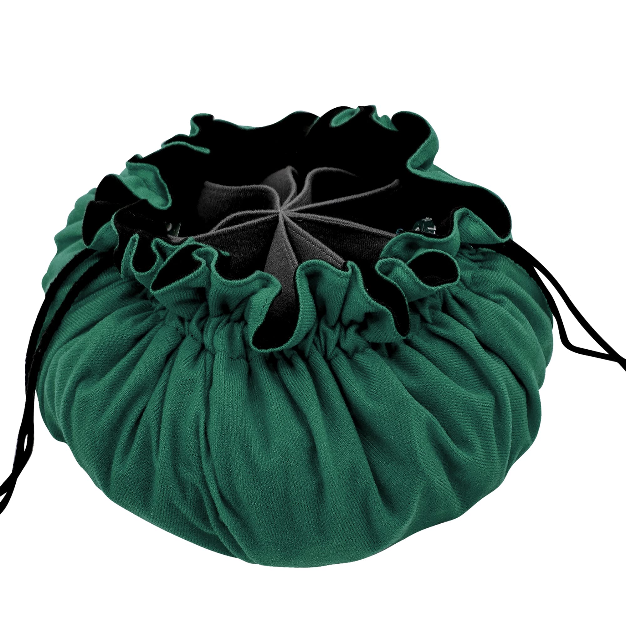 SIQUK Large Dice Bag with Pockets Big Capacity Dice Bag Drawstring Dice Pouch DND Dice Storage Bag for RPG MTG Table Games, Hold Over 300 Dice, Dark Green