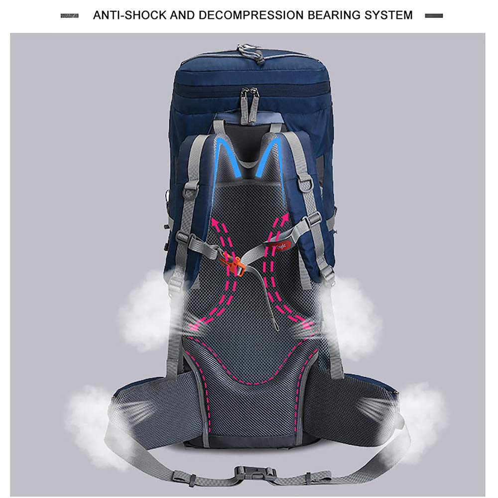 Bseash 60-65L Waterproof Hiking Camping Backpack with Rain Cover,Outdoor Sport Travel Bag Daypack for Climbing Touring (Black)