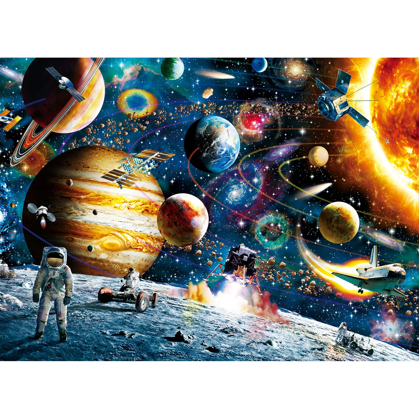 SiTimmGer Puzzles for Adults 500 Pieces Jigsaw Puzzles Space Traveler Solar System Puzzle for Family Challenging Hard Puzzle Summer Games 14.5" x 20”