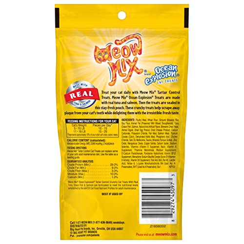 Meow Mix Ocean Explosion Tartar Control Cat Treats, 2.1 Ounce Pouch (Pack of 12)