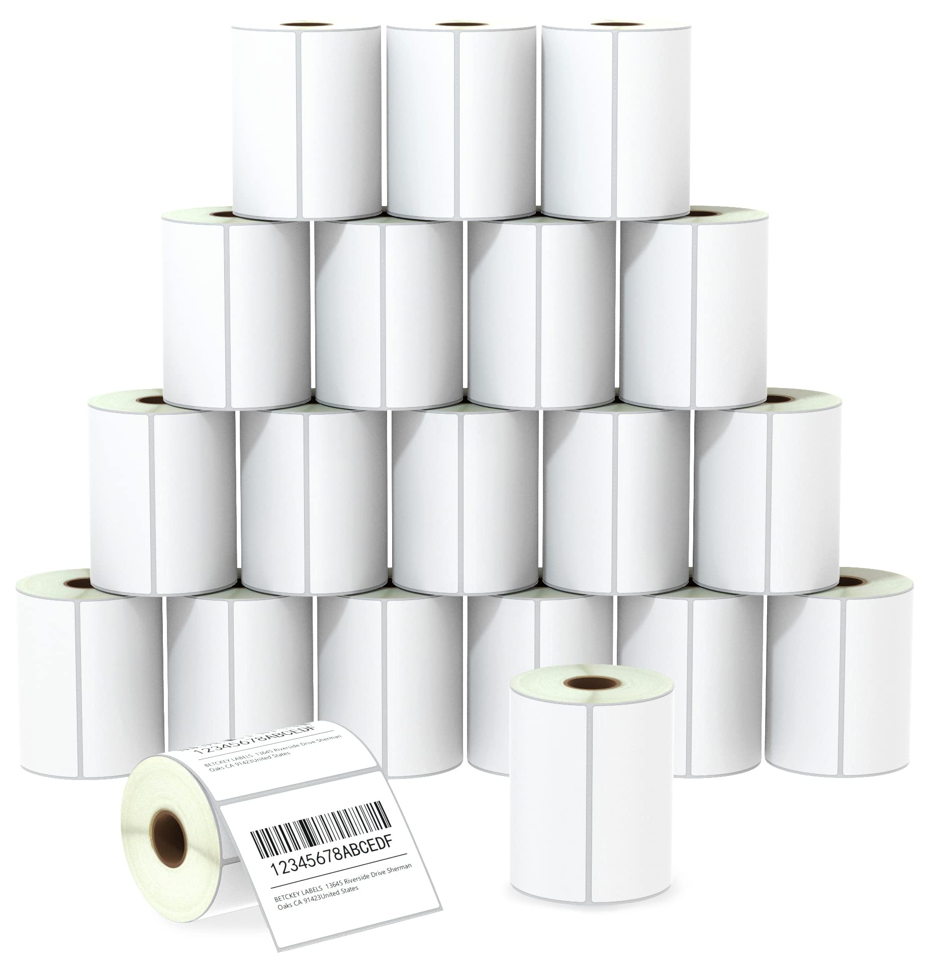 BETCKEY - 4" x 3" (102 mm x 76 mm) Shipping & Multipurpose Labels Compatible with Zebra & Rollo Label Printer,Premium Adhesive & Perforated [20 Rolls, 10000 Labels]