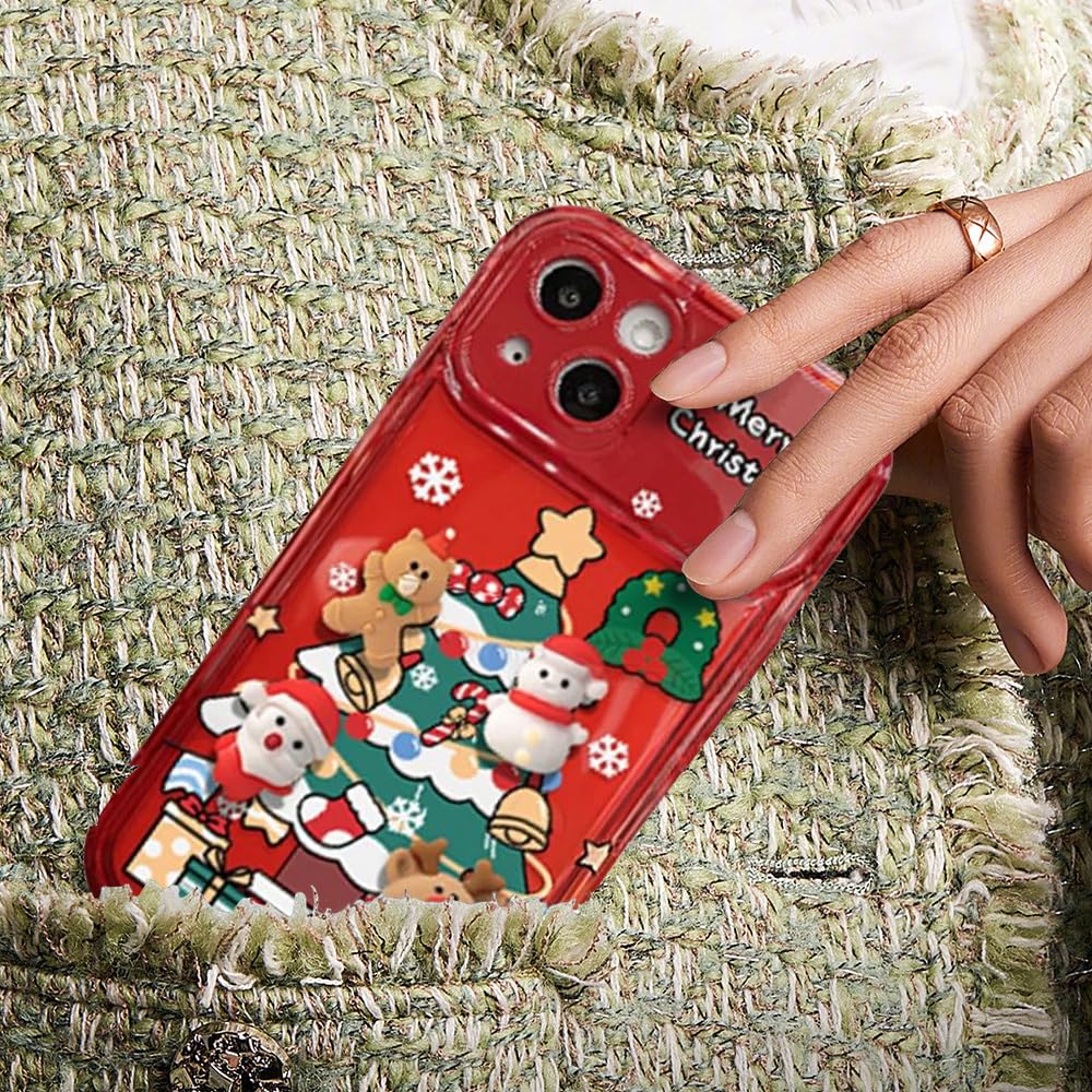 Christmas Tree Pendant Flip Mirror Case Cover for iPhone, 2023 New Christmas Tree Phone Case with Pendant for iPhone 13/14/15 (Green, for iPhone 13 Pro Max)