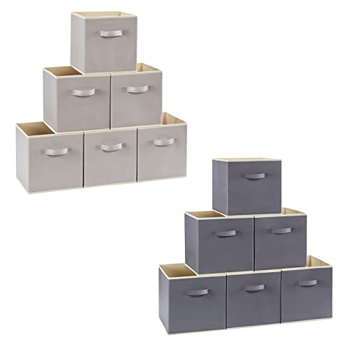 Lifewit 6 Pack Grey Storage Cubes, Bundle with 6 Pack Light Grey Storage Cubes, Medium