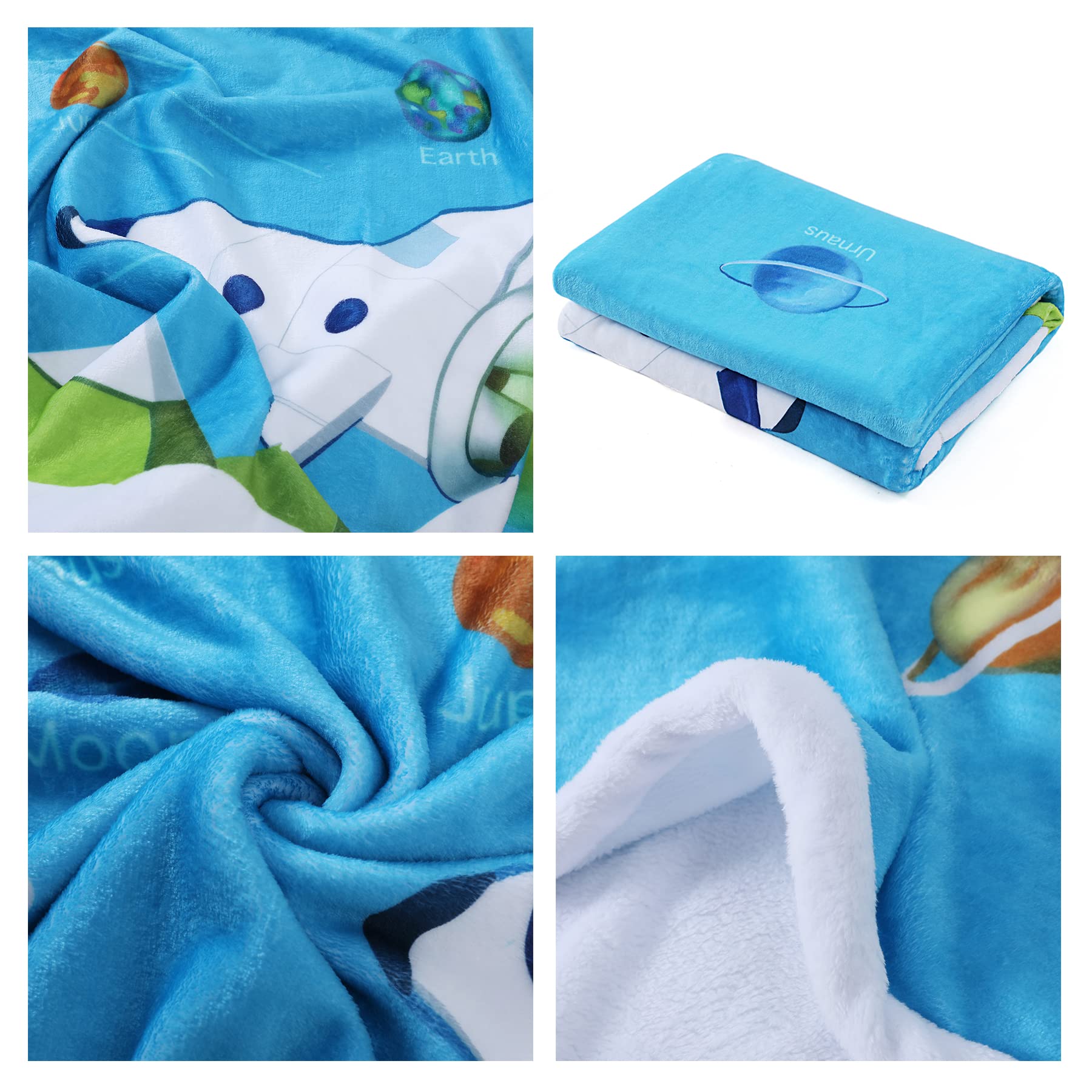 Famitile Astronaut Blanket Rocket Throw Blanket Gifts for Kids Boys Planets Spaceship Blankets (Coffee Brown, 50"x 60")