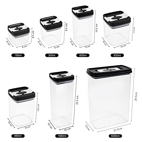 FOOYOO 16 Pack Airtight Food Storage Containers Set with Lids - Clear Cereal Containers Storage Set, BPA Free Plastic Kitchen Pantry Organization and Storage with Labels, Marker & Spoon Set
