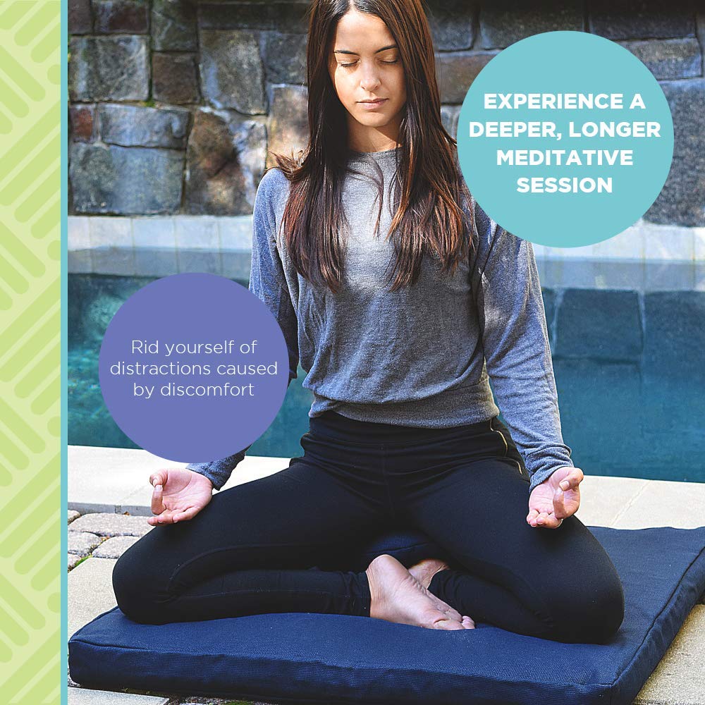 Bean Products Zabuton Meditation Cushion, Small, Navy - 10oz Cotton