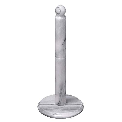 Creative Home Natural Marble Paper Towel Holder Kitchen Towel Dispenser Stand, 5.5" Diam. x 12.5" H, Off-White (Color May Vary)