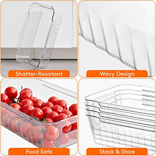 Lifewit 8pcs Refrigerator Organizer Bins Large Food Storage Containers 5.2L/175oz 4PCS
