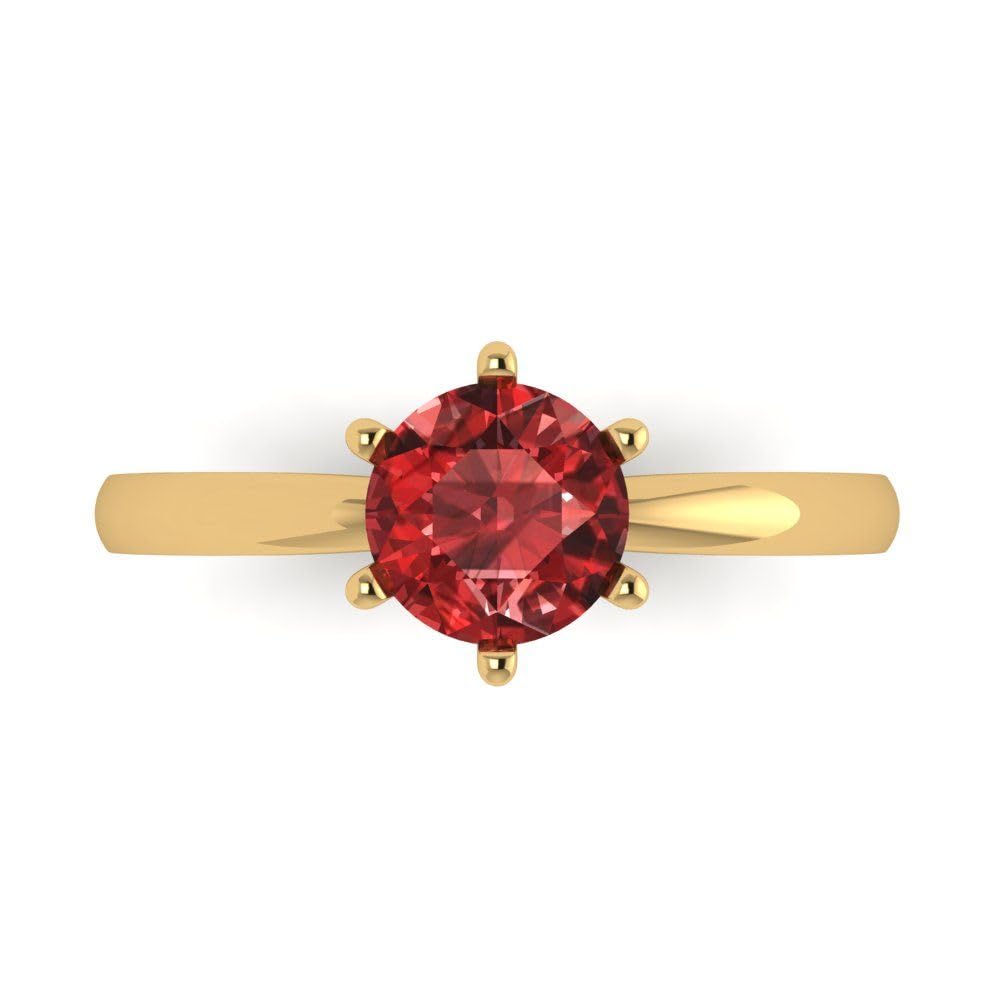 Clara Pucci 1.0 ct Round Cut Solitaire Natural Garnet Bridal Designer Anniversary Engagement Ring in 14k yellow Gold