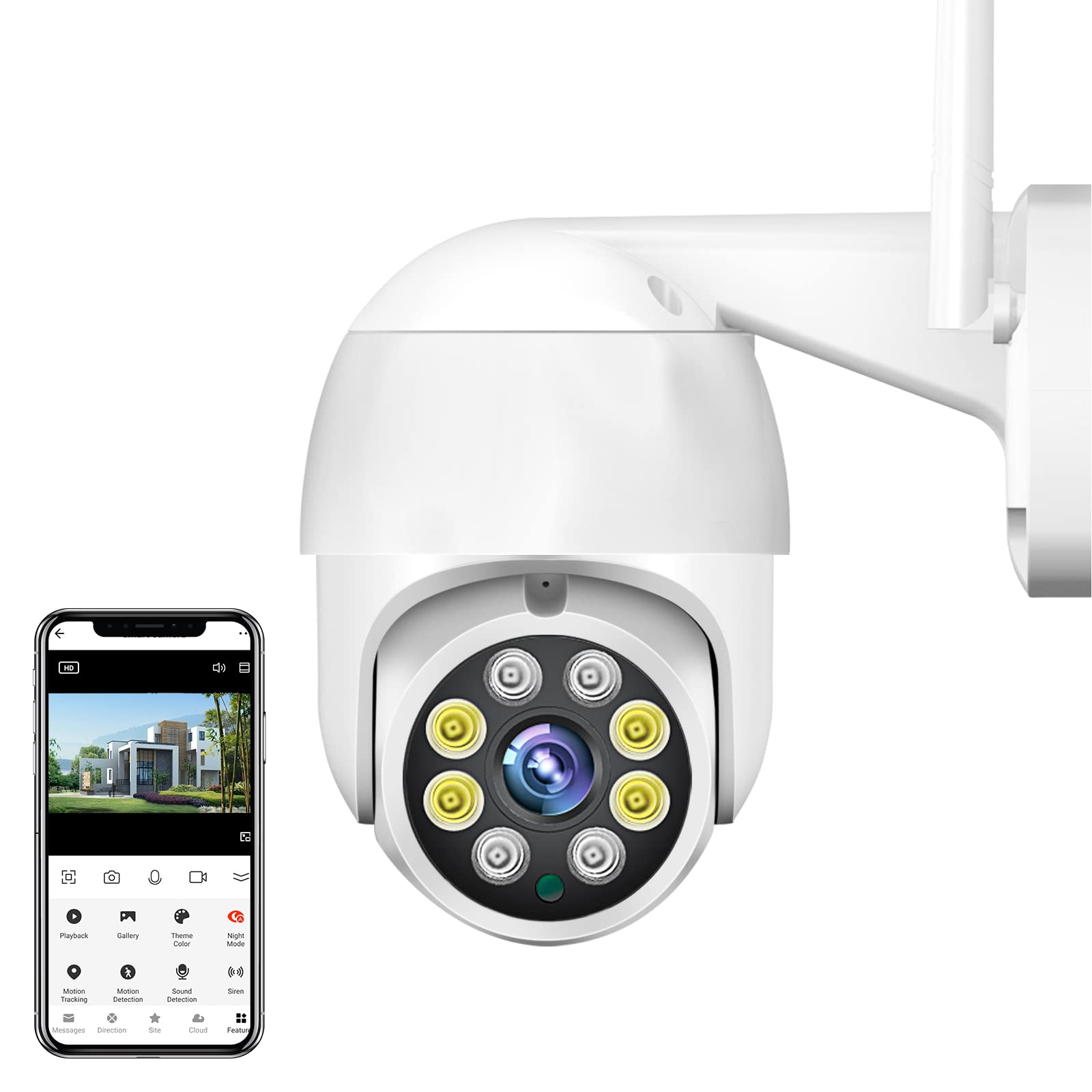 LWOHSI 2K Security Camera Outdoor Wired Starlight Color Night Vision for Home Security AI Human Detection & Auto Tracking, 2-Way Audio, IP65 Waterproof, SD Slot, Compatible with Alexa