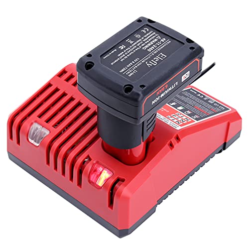 Elefly Replacement for Milwaukee M-12 M18 Battery Charger 48-59-1812, Compatible with Milwaukee 12V-18V M18 Battery 48-11-1852 48-11-1850 M-12 48-11-2460 48-11-2411
