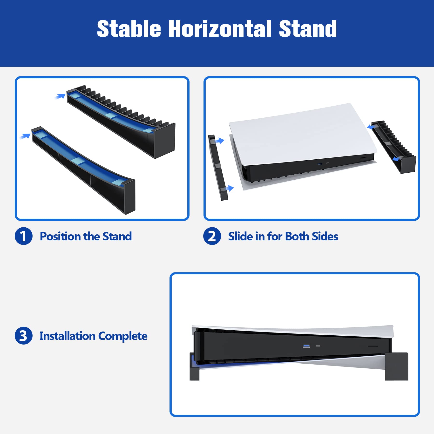 BSOON PS5 Accessories Horizontal Stand, PS5 Base Stand for PS5 Games & PS5 Console with 16 Game Disc Slots, Compatible with Playstation 5 Disc & Digital Editions, Minimalist Design (Black)