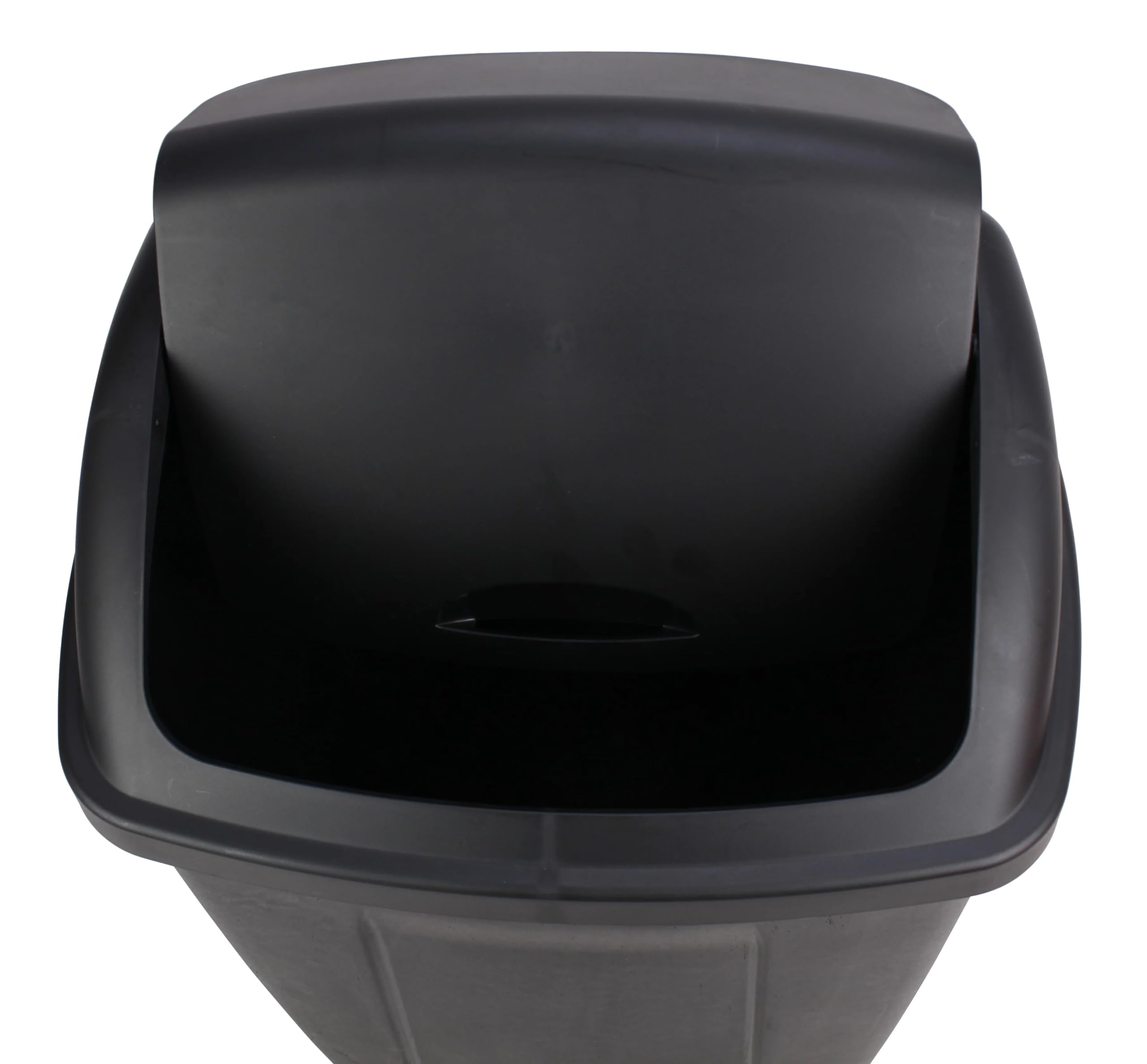 DqOasd Trash Can,13 Gallon Plastic Swing Top Kitchen Garbage Trash Can,Outdoor and Indoor, Recycle Bin and Waste Basket for Home, Office, Garage, Patio, Restaraunt,1 Count (Black)