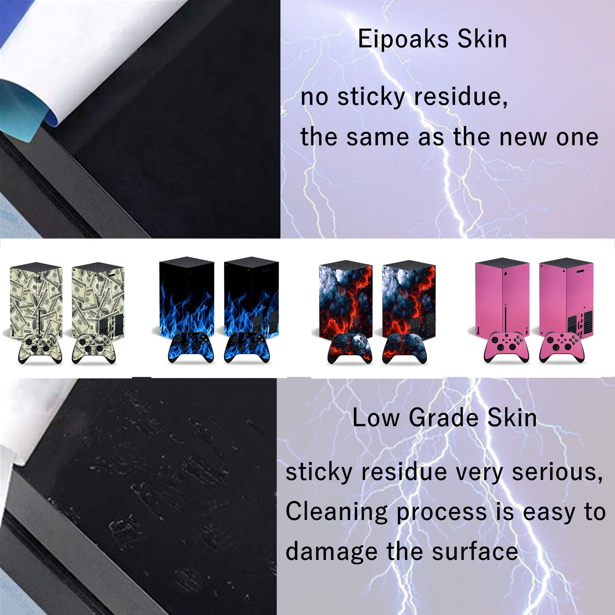 Skin for Xbox Series X, Whole Body Vinyl Decal Protective Cover Wrap Sticker for Xbox Series X Console and Wireless Controller (Blue fire)