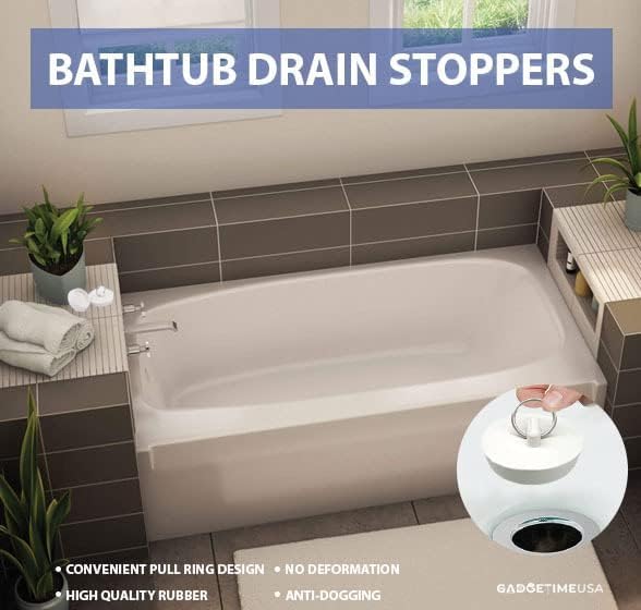 Gadgetime USA 5 Pieces Bathtub Stopper - Five Sizes - Pool Plugs - Shower Rubber Drain for Kitchen, Bathtub, Sink, Pool & Laundry