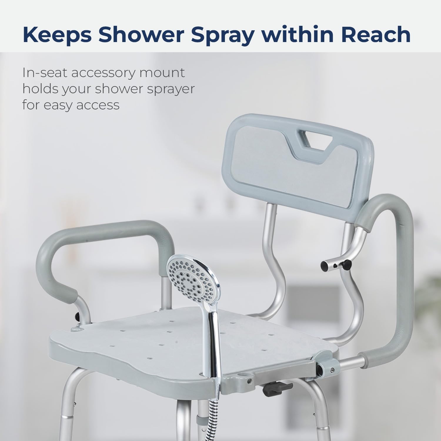 Drive Medical PreserveTech 360-Degree Swivel Shower Chair with Arms & Back, Grey