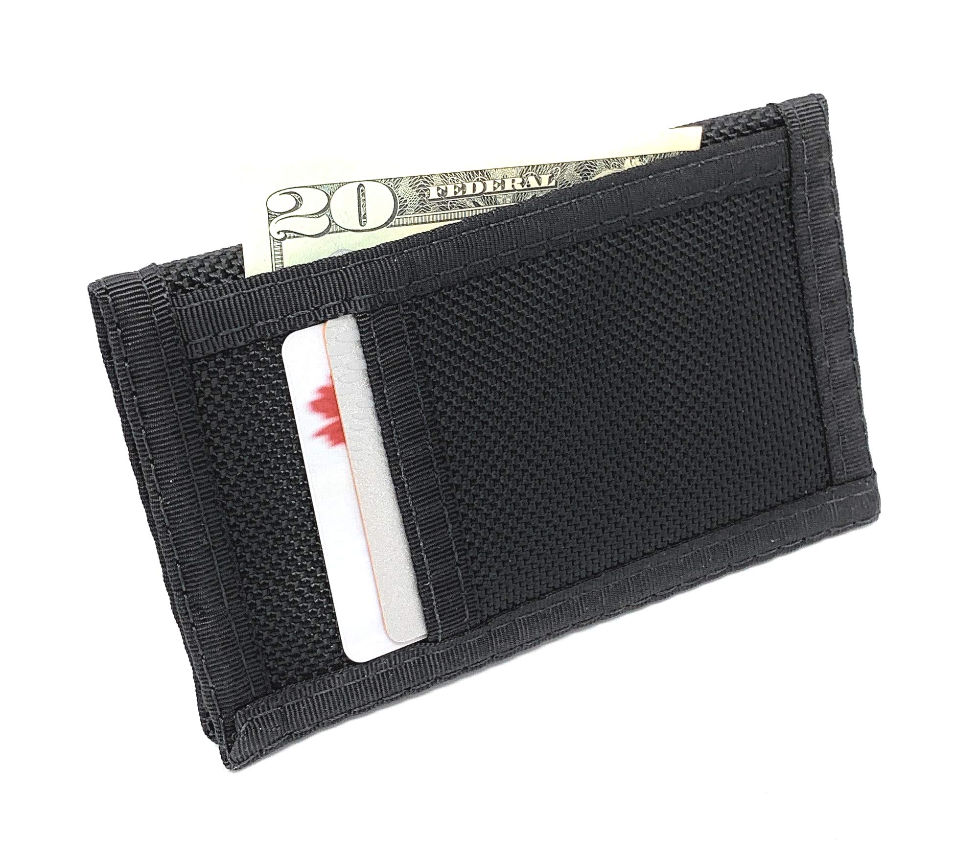 Rainbow of California Minimalist Front Credit Card Pocket Slim Wallet/Inside Keyring Lanyard Attachable / V3 (Black)
