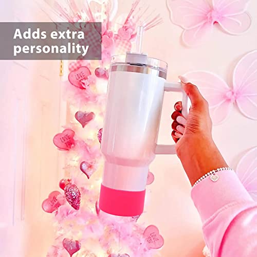 Silicone Boot for Stanley 40 oz Quencher Adventure Tumbler and IceFlow Flip 30 oz 20 oz, Stanley Cup Accessories Protector Sleeve Bottom Cover Bumper for Stanley 40 oz with Handle (White)