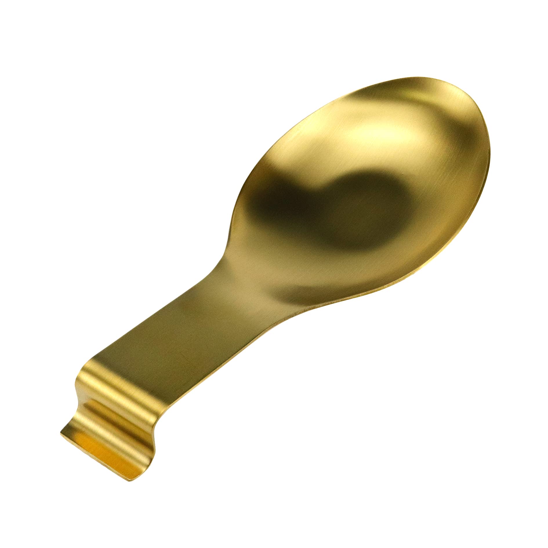 Curqia 1 Pack Brushed Gold Spoon Rest Modern Stainless Steel Spoon Rest Large Spatula Holder for Kitchen Countertop, 10×4 Inches