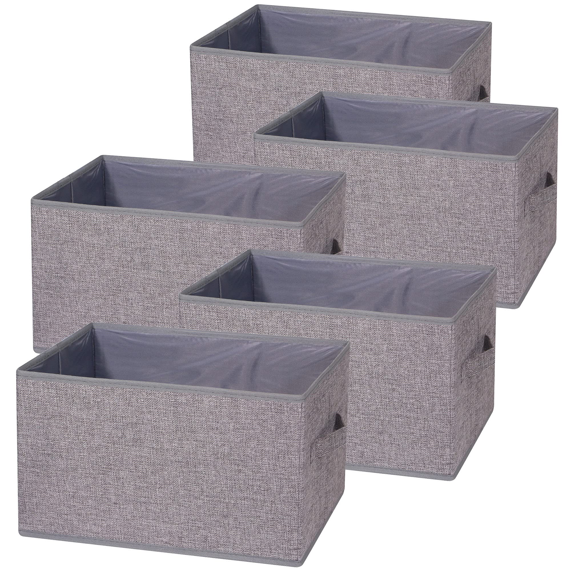TENABORT 5 Pack Large Foldable Closet Storage Bins with Handle, Fabric Storage Organizer Cube Colth Containers Linen Box Shelf Baskets for Clothes Clothing Shelves Wardrobe Home Office