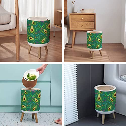 LGCZNWDFHTZ Small Trash Can with Lid for Bathroom Kitchen Office Diaper Combination Avocado Decorative Flowers Bedroom Garbage Trash Bin Dog Proof Waste Basket Cute Decorative
