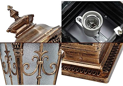 WANGYONGXIANG E27 Outdoor Post Lights,Solar Fence Doorpost Lamp, Outdoor Waterproof Courtyard Wall Courtyard Pillar Villa Gate Lamp,Aluminum Pillar Door Garden Park Home Decorative Lighting Post Light