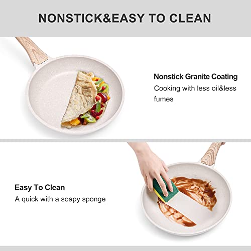 Pots and Pans Set - Caannasweis Kitchen Nonstick Cookware Sets Granite Frying Pans for Cooking Marble Stone Pan Sets Kitchen Essentials Set (Normal Size)